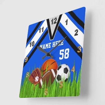 Personalized Sports Themed Room Decor Sports Clock | Zazzle