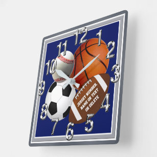 Sports Theme Wall Clocks | Zazzle