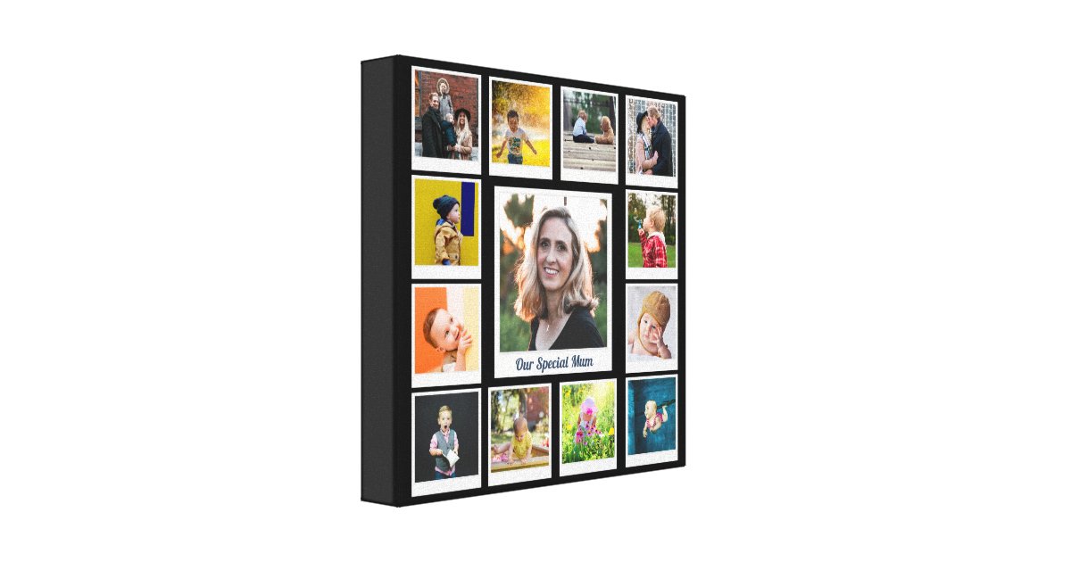 Personalized Square Photo Collage Family Modern Canvas Print | Zazzle