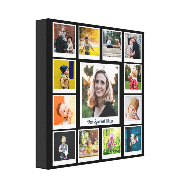 Personalized Square Photo Collage Family Modern Canvas Print | Zazzle