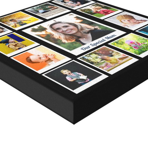 Personalized Square Photo Collage Family Modern Canvas Print | Zazzle