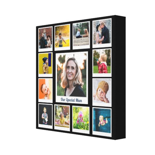 Personalized Square Photo Collage Family Modern Canvas Print | Zazzle