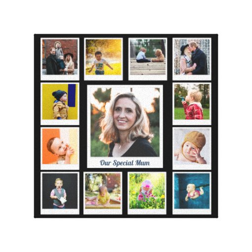 Personalized Square Photo Collage Family Modern Canvas Print | Zazzle