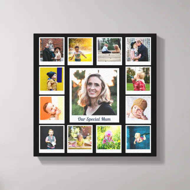 Personalized Square Photo Collage Family Modern Canvas Print | Zazzle