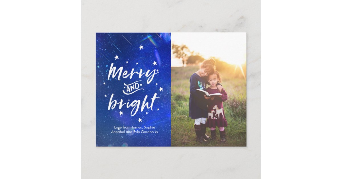 Personalized Star Christmas card postcard | Zazzle