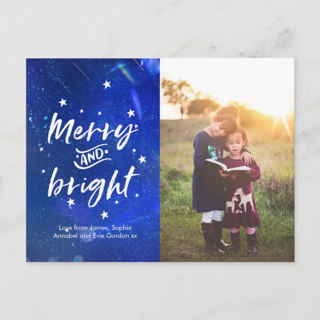 Personalized Star Christmas card postcard | Zazzle