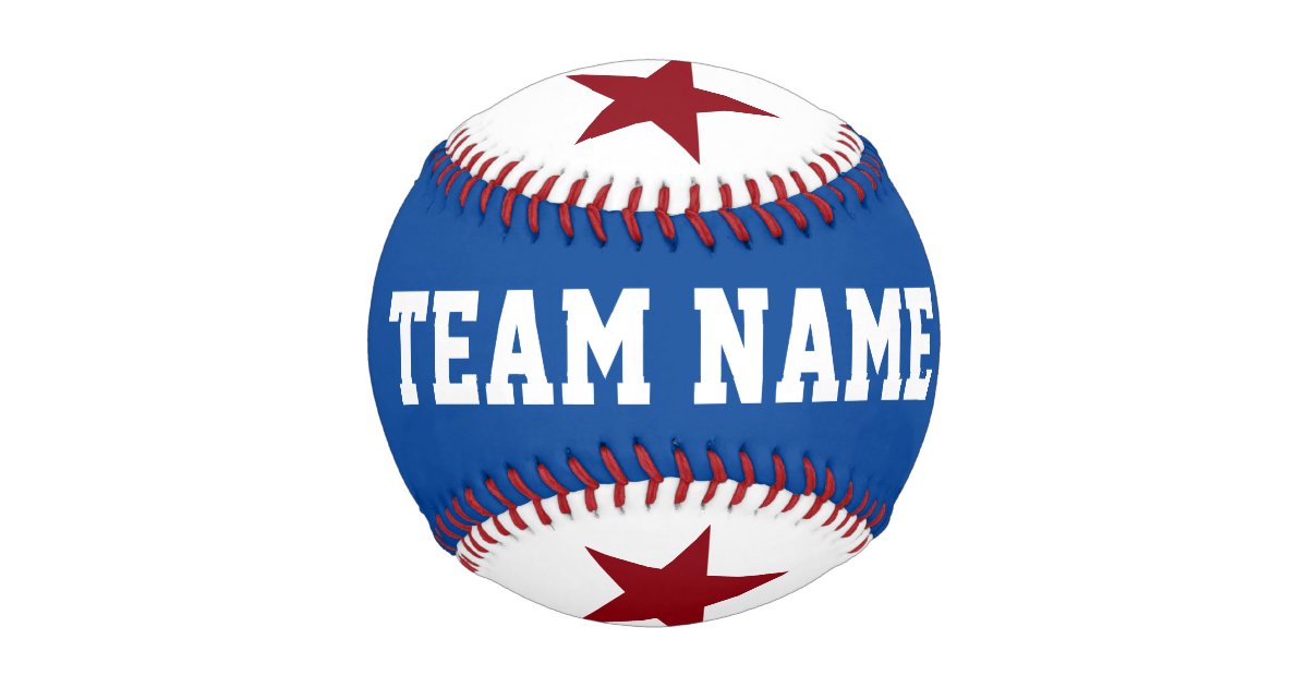 Personalized Star Player Team Names red white blue Baseball | Zazzle