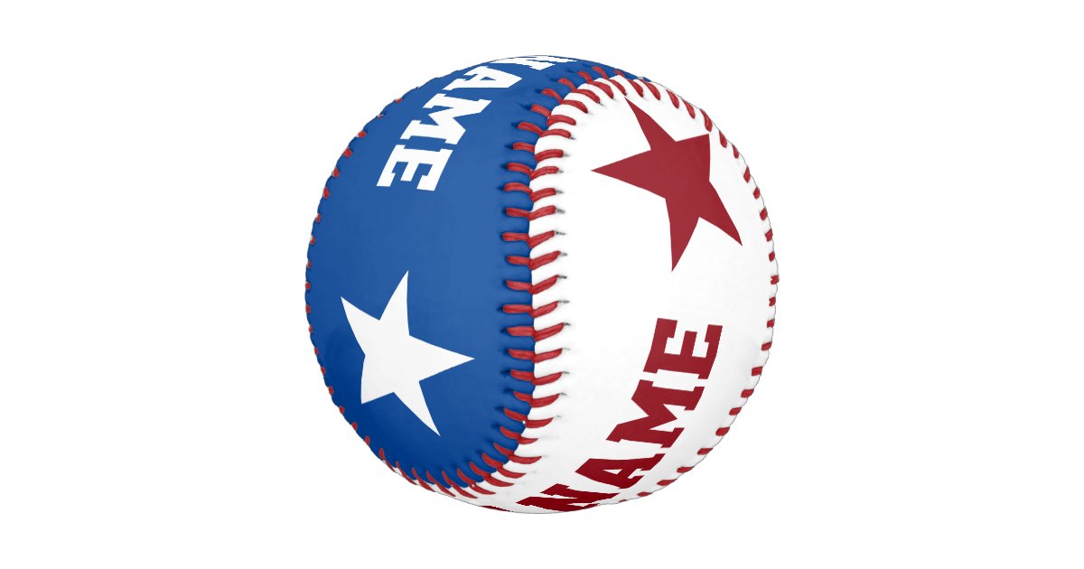 Personalized Star Player Team Names red white blue Baseball | Zazzle