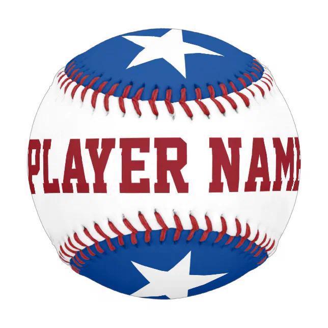 Personalized Star Player Team Names red white blue Baseball | Zazzle