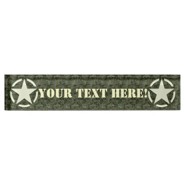 Personalized Star Stencil Vintage Digital Camo Desk Name Plate | Zazzle