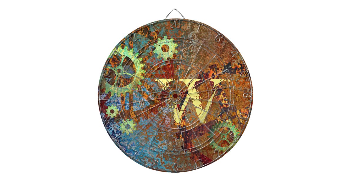 Personalized Steampunk Rusty Clockwork Gears Dart Board | Zazzle