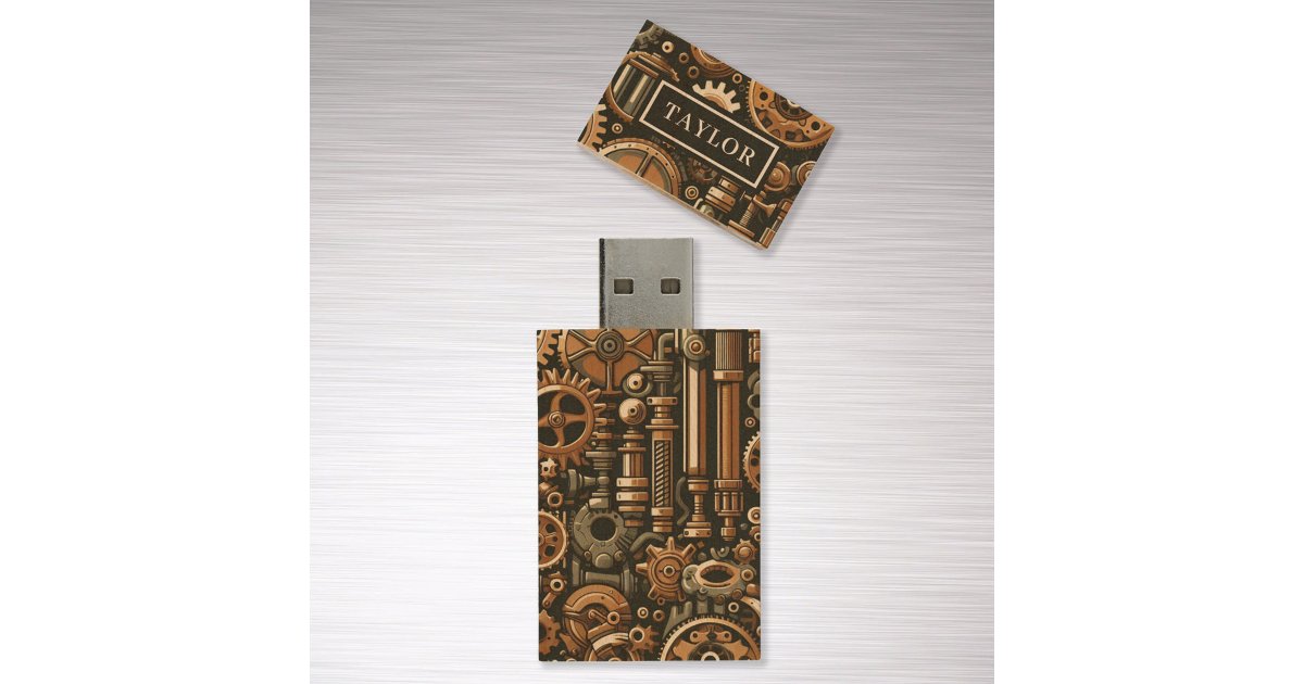 Personalized Steampunk Wood Flash Drive with Name | Zazzle