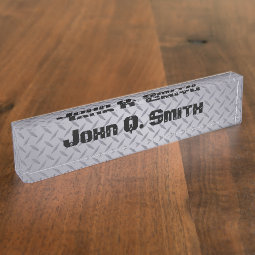 Personalized Steel Gray Diamond Plate Nameplate | Zazzle