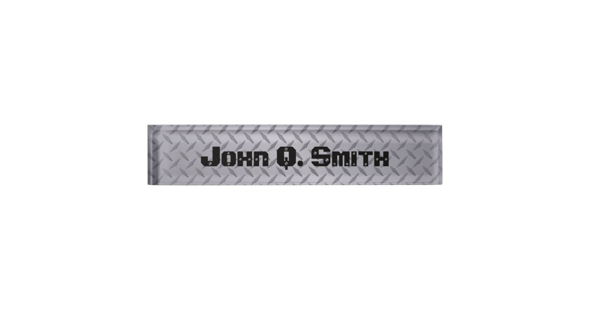 Personalized Steel Gray Diamond Plate Nameplate | Zazzle