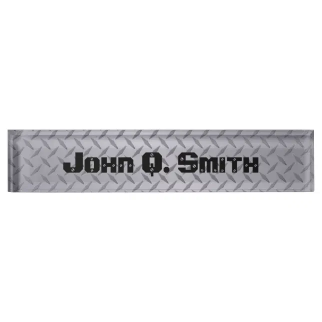 Personalized Steel Gray Diamond Plate Nameplate | Zazzle