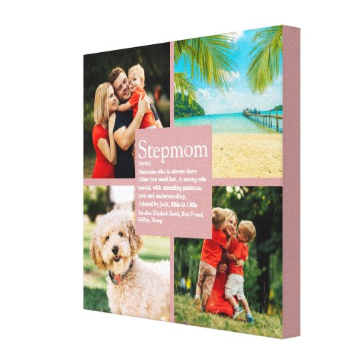 Personalized Stepmom Definition 4 Photo Blush Pink Canvas Print Zazzle