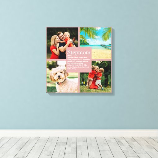 Personalized Stepmom Definition 4 Photo Blush Pink Canvas Print Zazzle