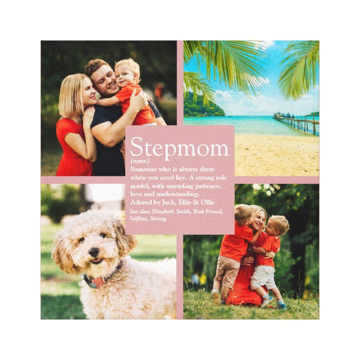 Personalized Stepmom Definition 4 Photo Blush Pink Canvas Print