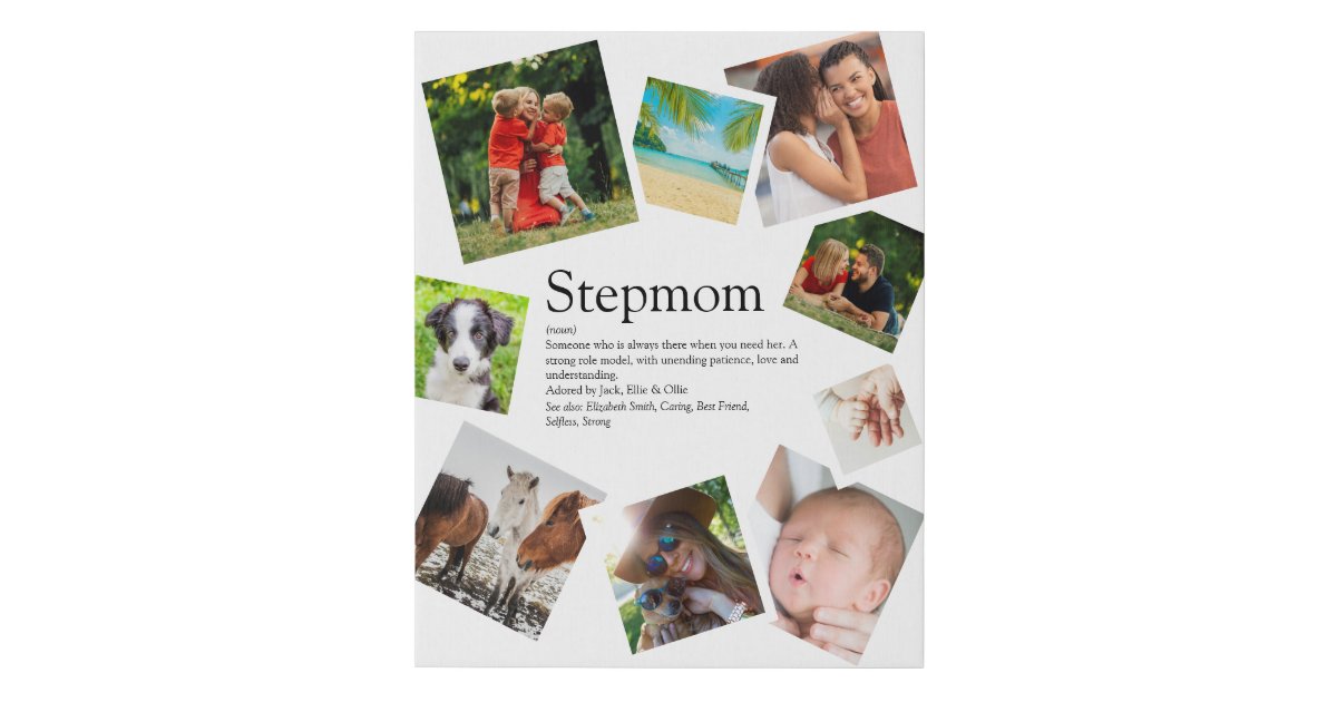 Personalized Stepmom Definition 9 Photo Collage Faux Canvas Print Zazzle