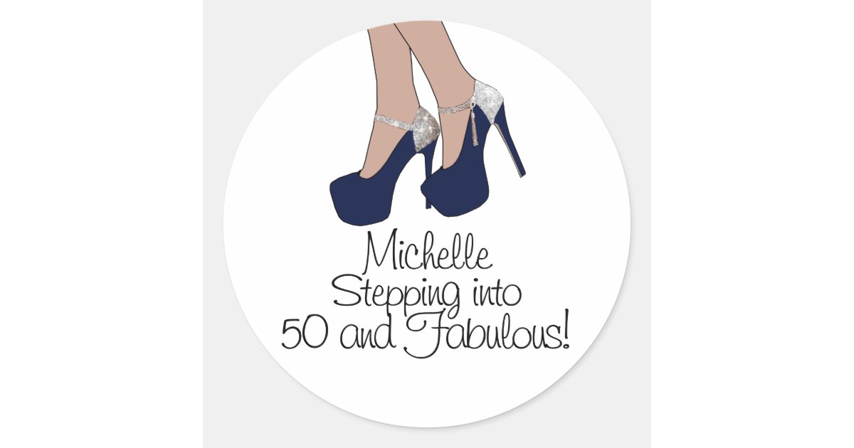 Personalized "Stepping into 50 and Fabulous" Party Classic Round ...
