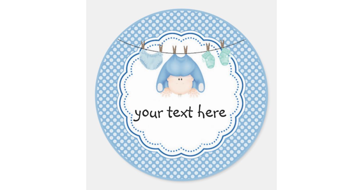 Personalized Sticker/Baby Boy Laundry Classic Round Sticker | Zazzle