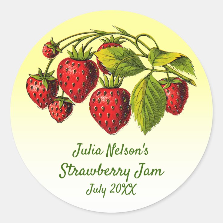 Personalized Strawberry Yellow Ombre Jam Jar Label | Zazzle