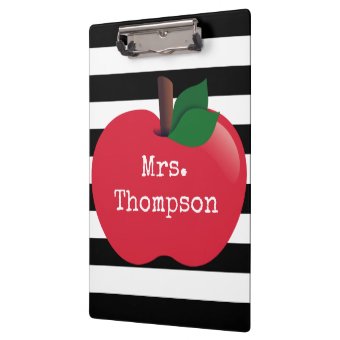 Personalized Striped Apple Clipboard | Zazzle