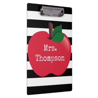 Personalized Striped Apple Clipboard | Zazzle