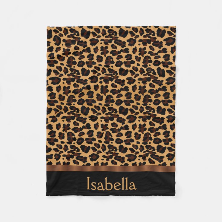 Personalized Stylish Chic Animal Leopard Print Fleece Blanket | Zazzle
