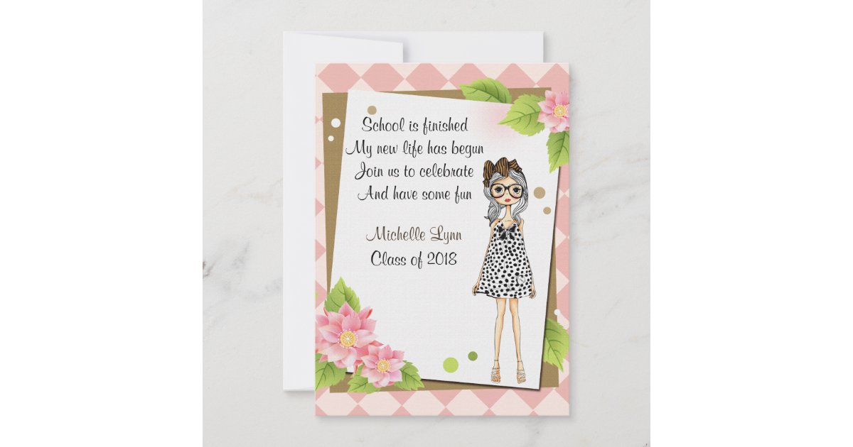 Personalized Stylish Girl Graduation Invitations | Zazzle