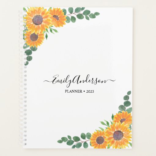 Personalized Sunflower Eucalyptus 2023 Planner | Zazzle