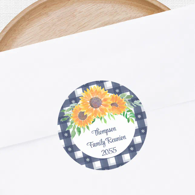 Personalized Sunflower Family Reunion Classic Round Sticker | Zazzle