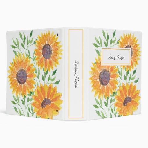 Personalized Sunflower Foliage 3 Ring Binder | Zazzle