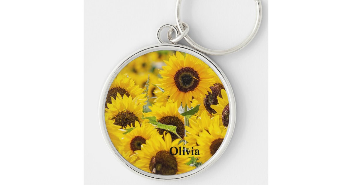 Personalized Sunflower Monogram Keychain | Zazzle