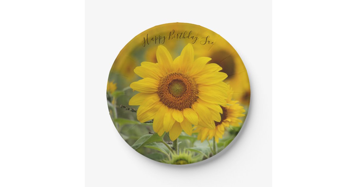 Personalized Sunflower Paper Party Plates | Zazzle