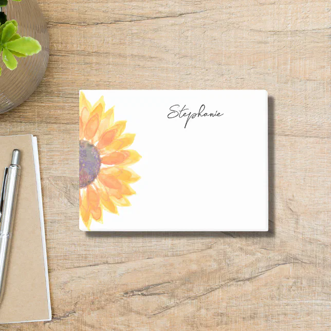 Personalized Sunflower Post-it Notes | Zazzle