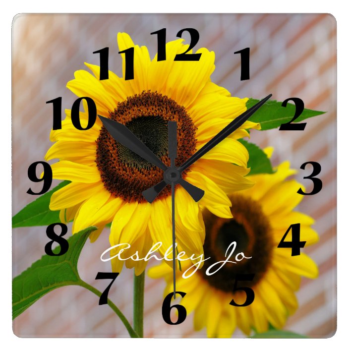 Personalized Sunflower Wall Clock | Zazzle.com