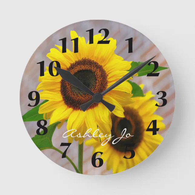 Personalized Sunflower Wall Clock | Zazzle