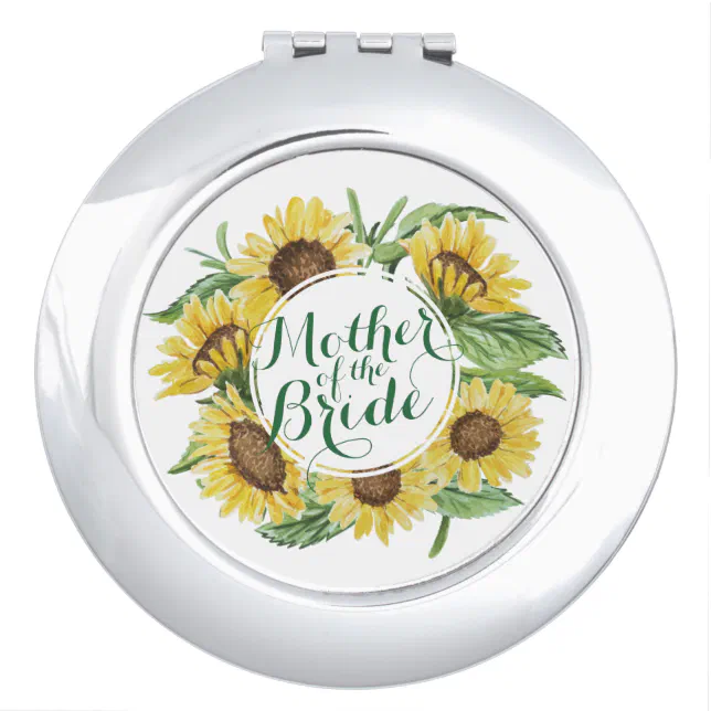Personalized Sunflower Wedding Compact Mirror | Zazzle