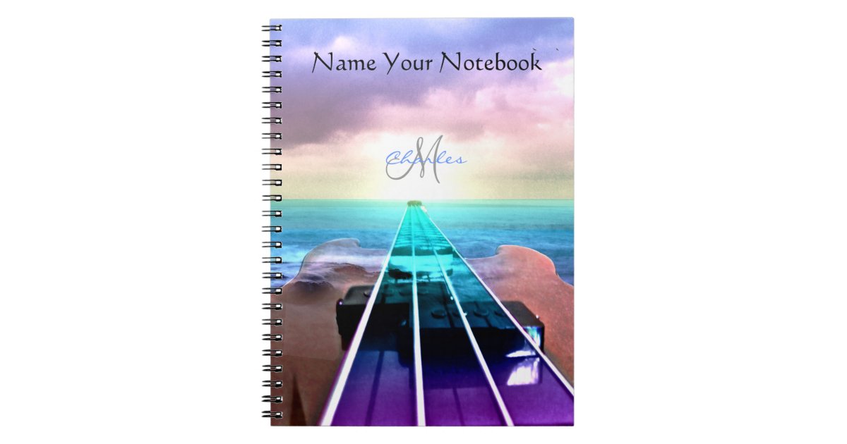 Personalized Sunset Bass Guitar Music Notebook | Zazzle