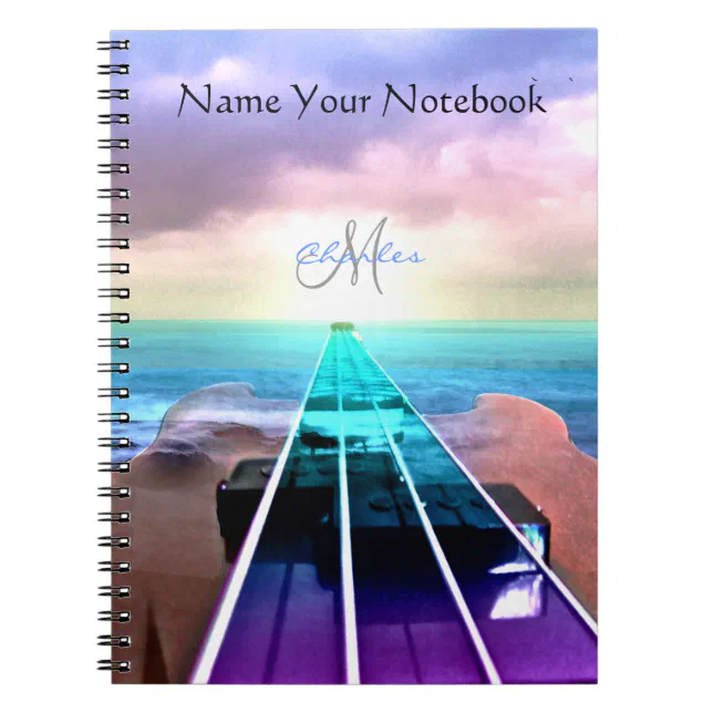 Personalized Sunset Bass Guitar Music Notebook | Zazzle