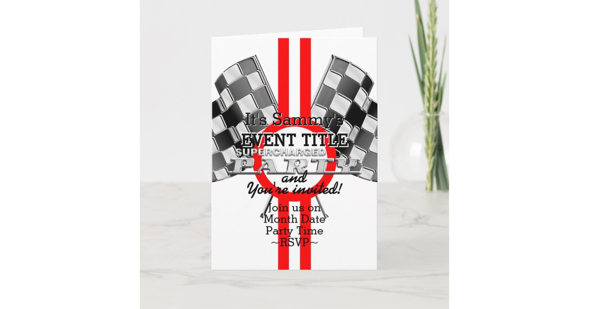 Personalized Supercharged Performance Party Invitation | Zazzle