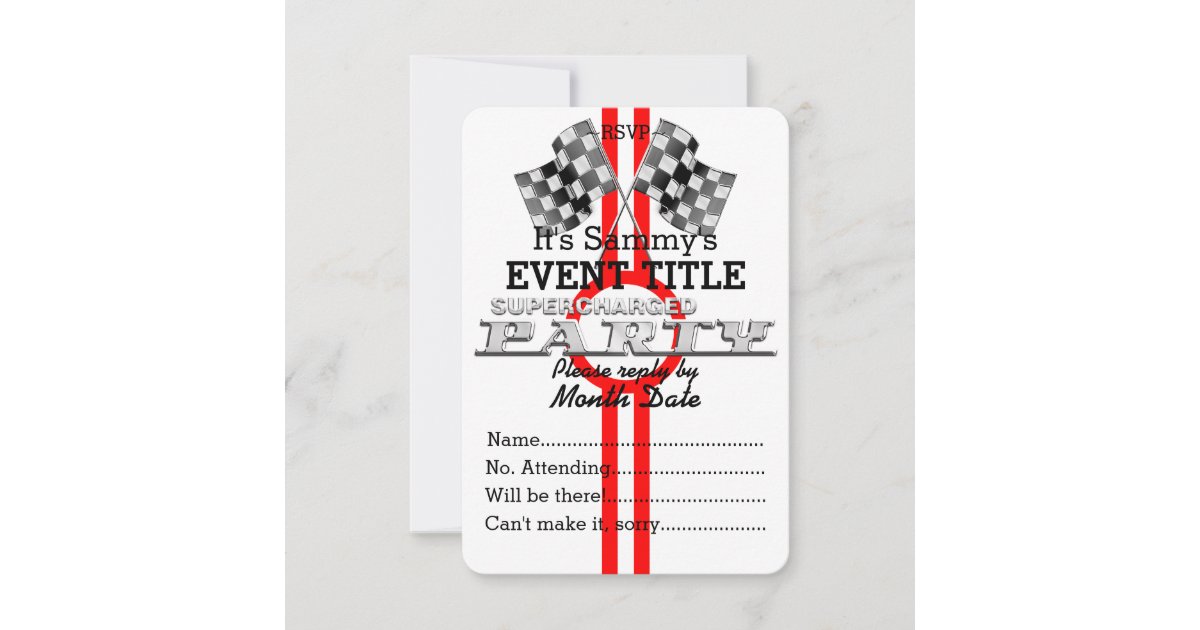 Personalized Supercharged Performance Party Invitation | Zazzle