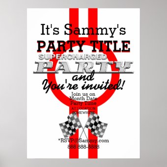 Personalized Supercharged Performance Party Poster | Zazzle