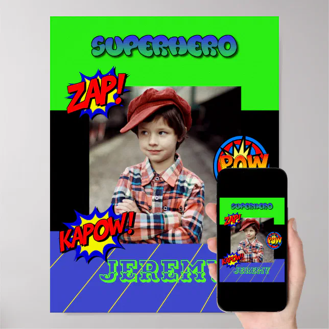 Personalized Superhero Poster for Little Boy | Zazzle