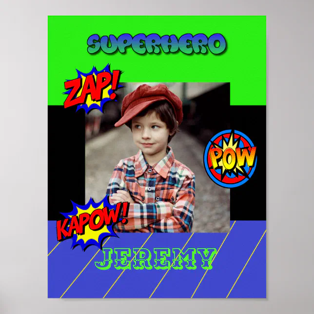 Personalized Superhero Poster for Little Boy | Zazzle