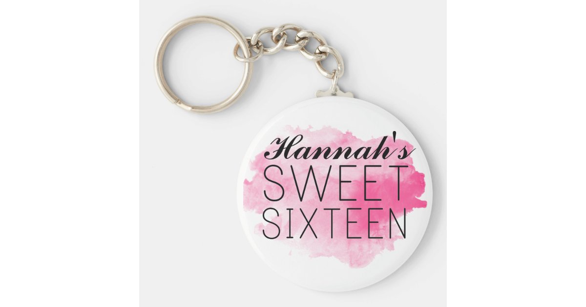 Personalized Sweet 16 Keychain Favor/Gift Pink | Zazzle