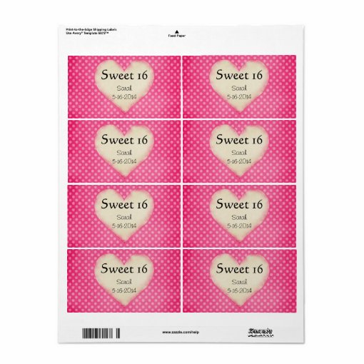 Personalized Sweet 16 Label Template | Zazzle