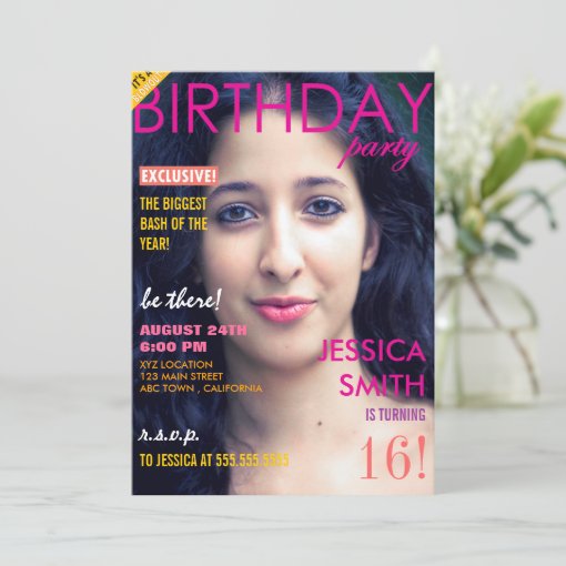 Personalized Sweet 16 Magazine Cover Photo Invites | Zazzle
