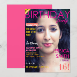 Personalized Sweet 16 Magazine Cover Photo Invites | Zazzle